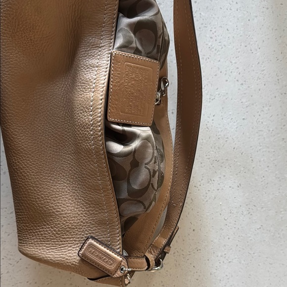 Coach | Bags | Coach Tan Leather Adjustable Shoulder Bag | Poshmark